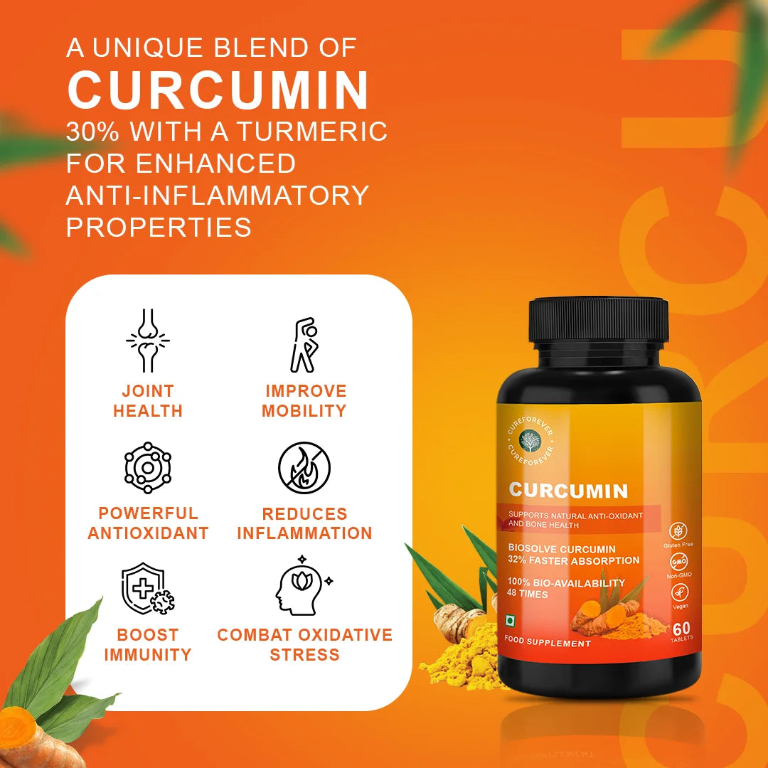 CureForever - Curcumin tablets Water Soluble Curcumin 30% 600 mg + Bio ...